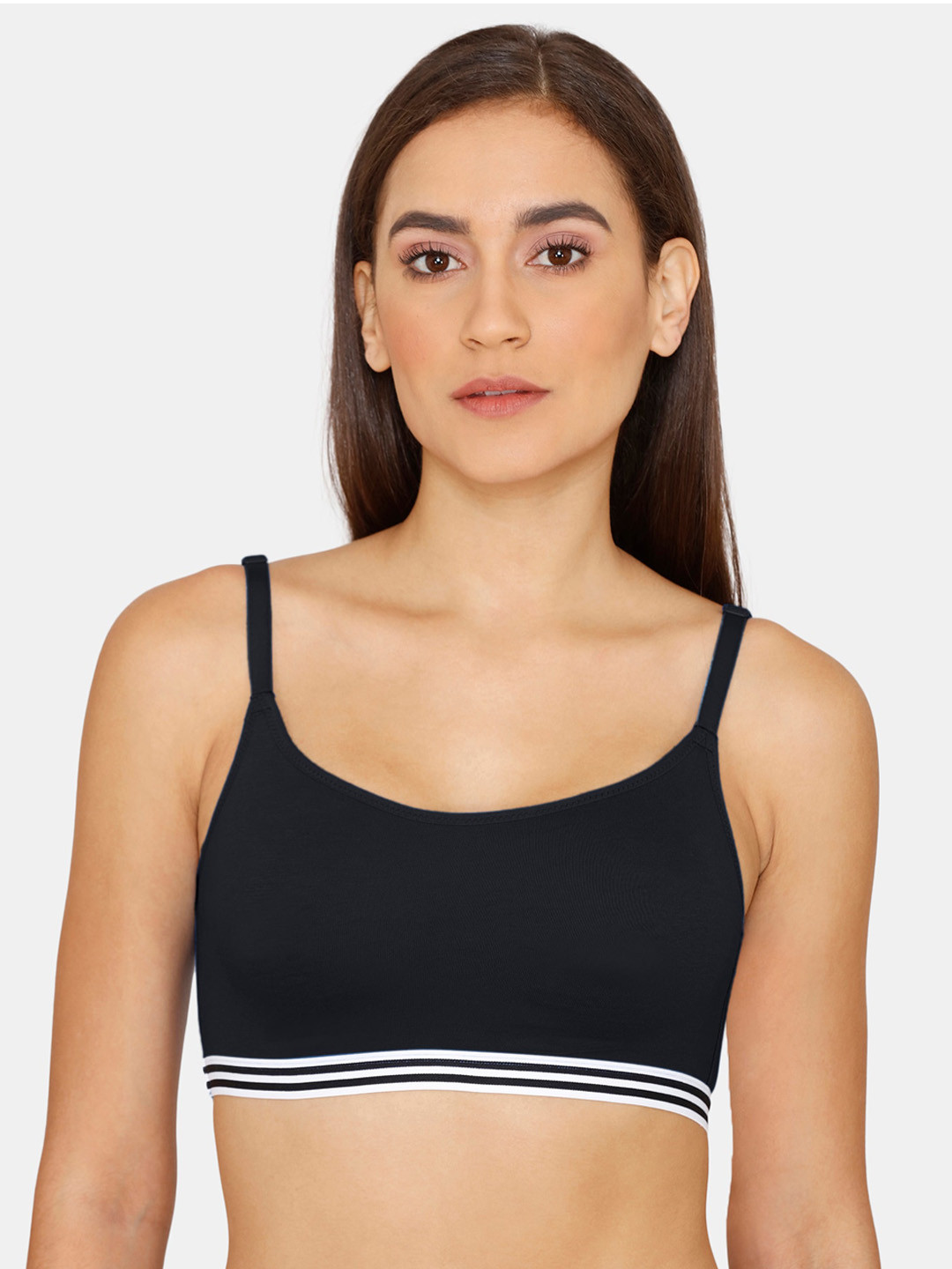 Buy Zivame Black & White Non Padded & Non Wired Solid Beginners Bra ...