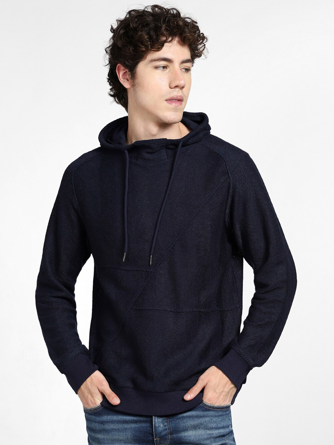 Buy Jack & Jones Men Blue Solid Hooded Sweatshirt - Sweatshirts for Men ...