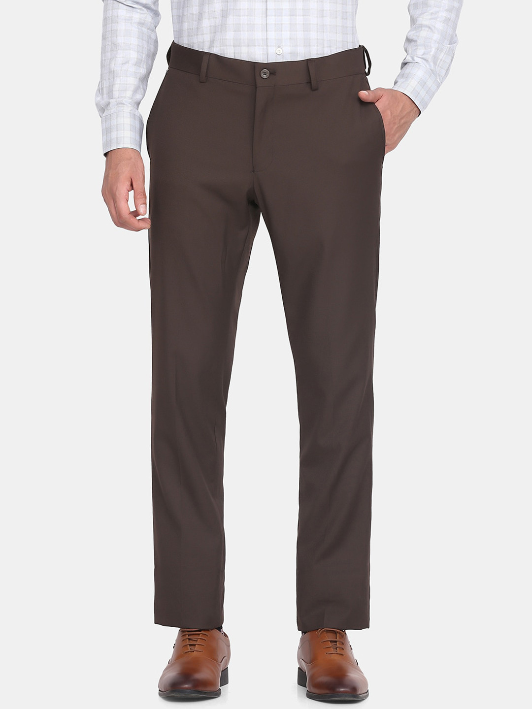 Buy Blackberrys Men Brown Slim Fit Formal Trousers - Trousers for Men ...