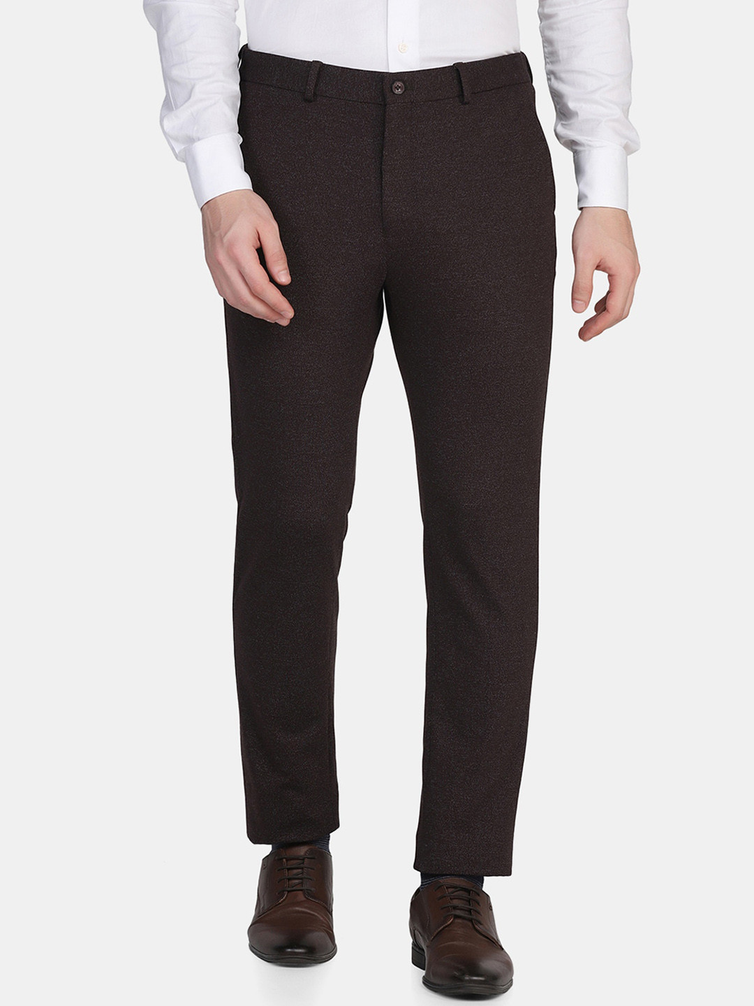 Buy Blackberrys Men Maroon Slim Fit Solid Trousers - Trousers for Men ...