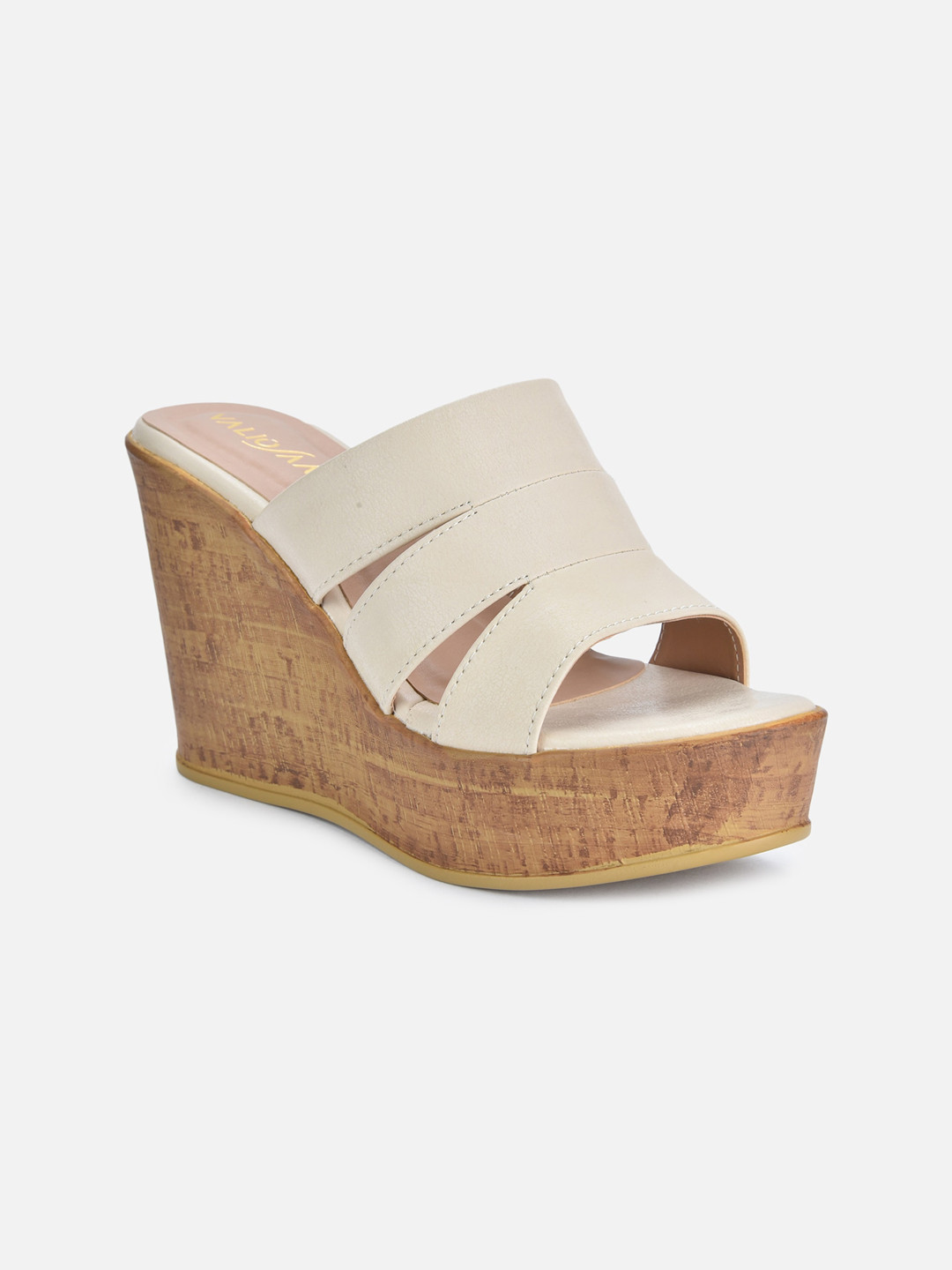 Buy VALIOSAA Women Cream Coloured Wedge Heels - Heels for Women ...