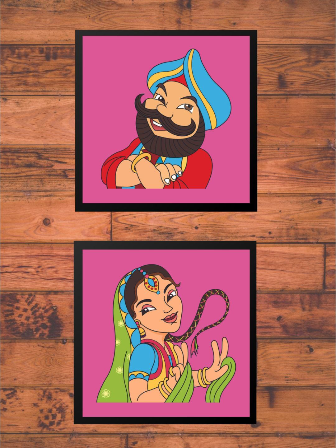 Buy Gathari Set Of 2 Pink Punjabi Couple Wall Painting - Wall Art for ...