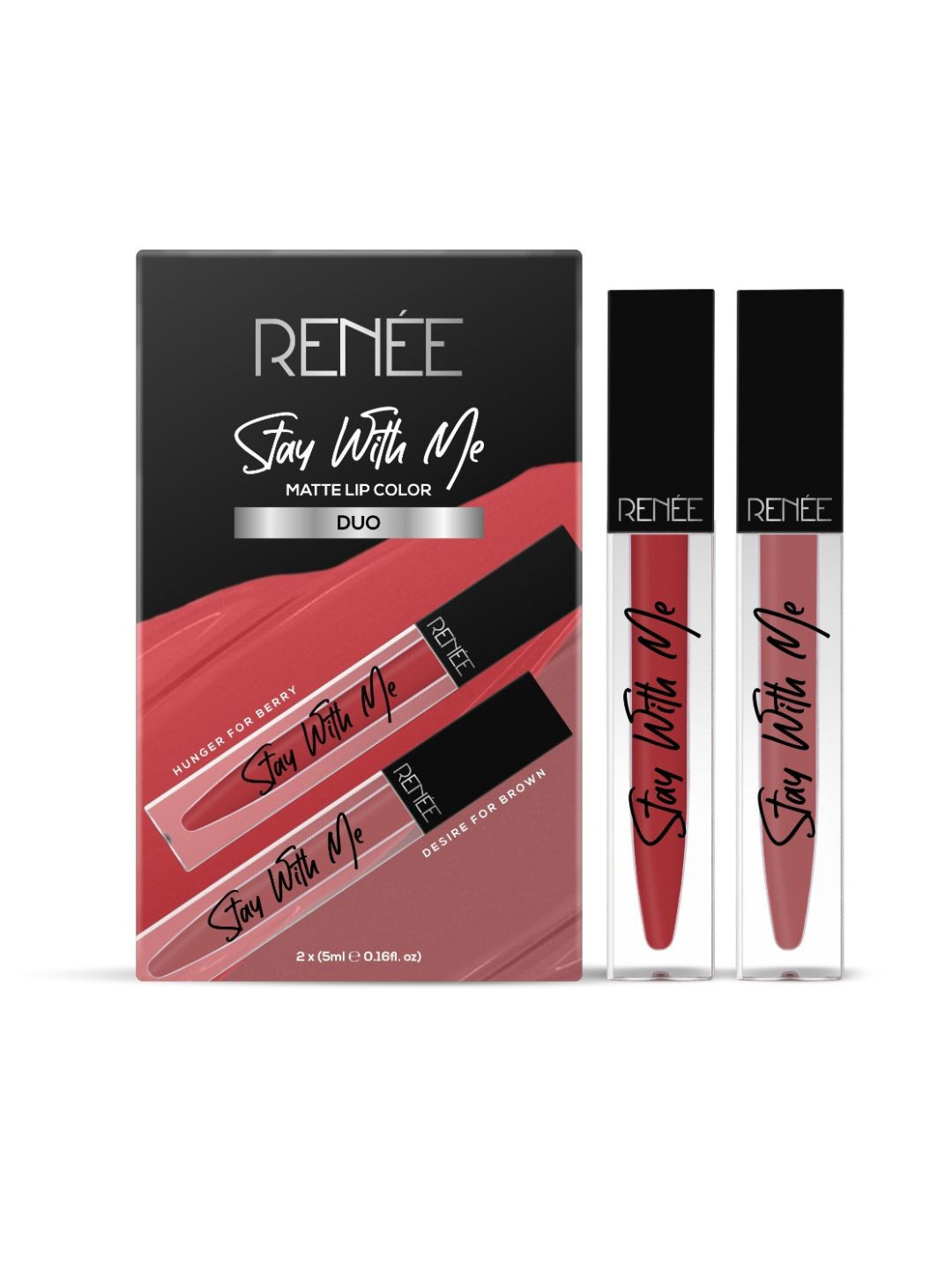 Buy Renee Stay With Me Matte Lipstick Duo 5ml Each Desire For Brown ...