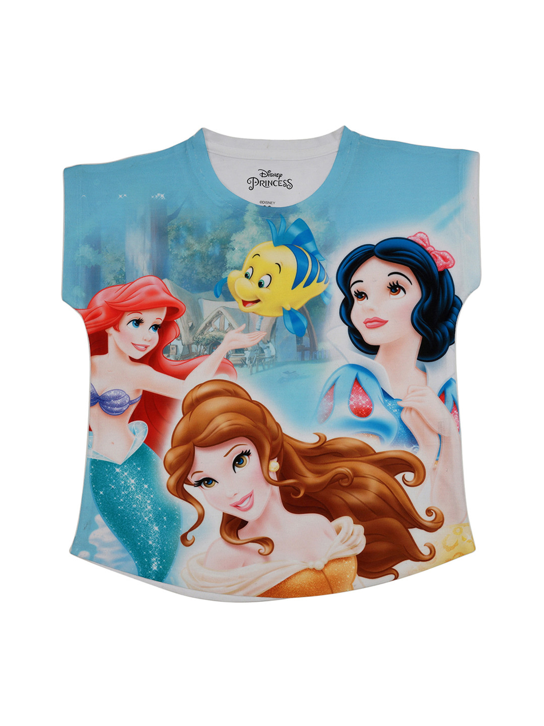Buy Disney Princess Girls Blue & White Printed Top - Tops for Girls ...