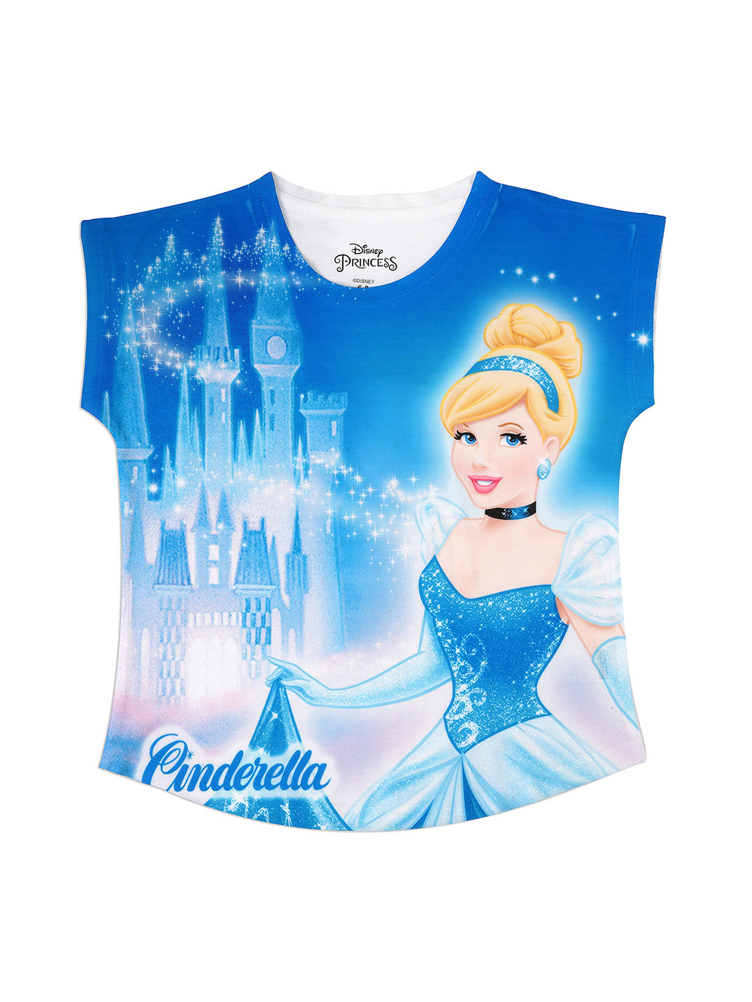 Buy Disney Princess Girls Blue & White Printed Top - Tops for Girls ...
