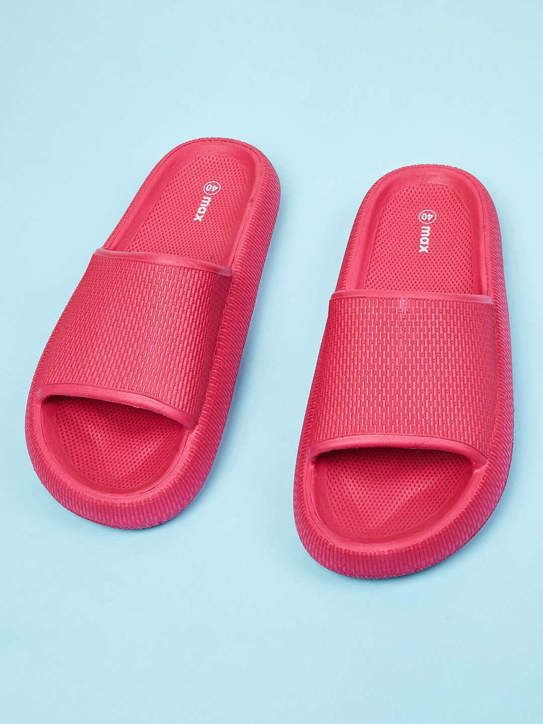 Buy Max Women Fuchsia Self Design Slip On Sliders - Flip Flops for ...