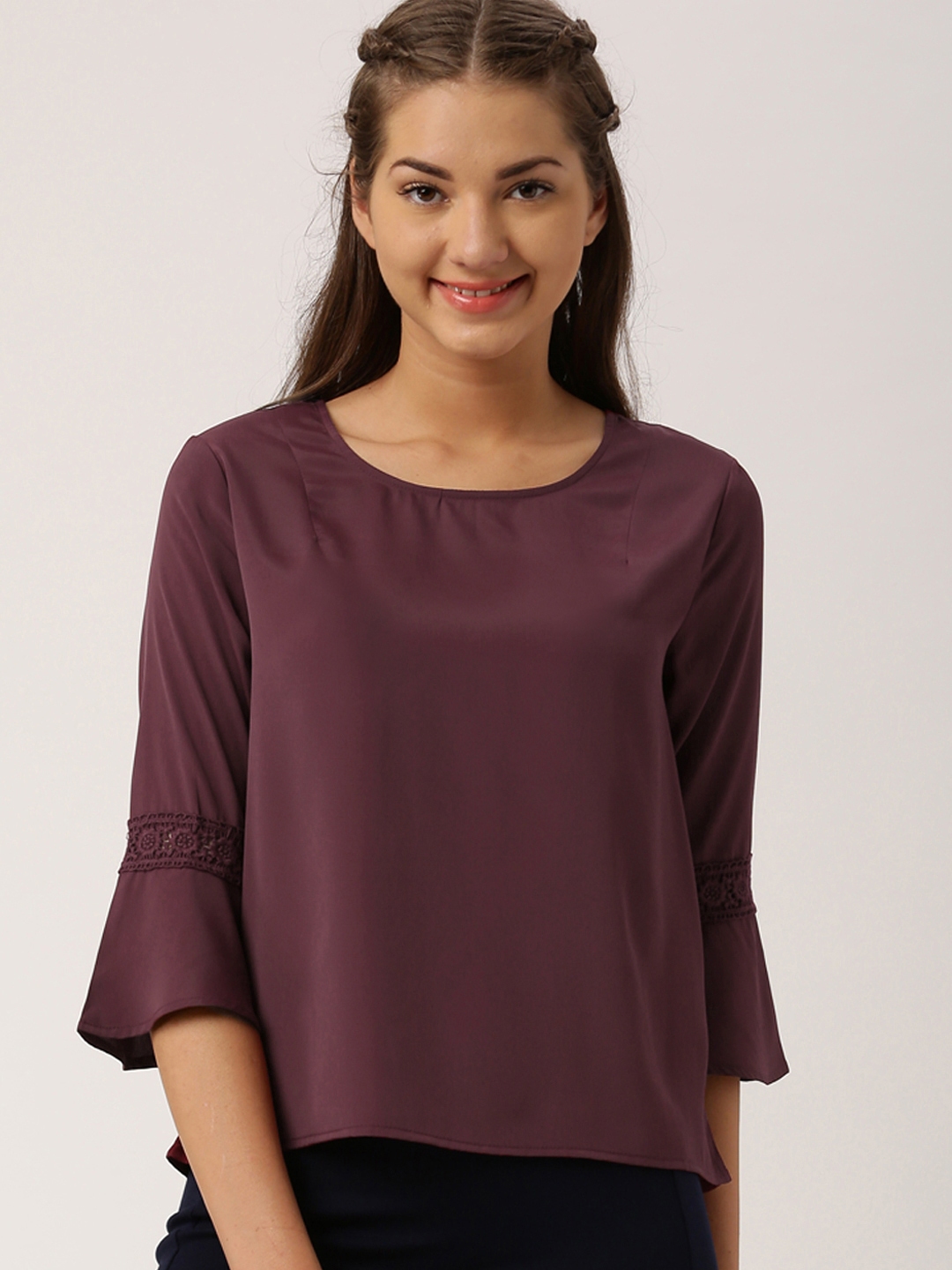 Buy Dressberry Women Burgundy Solid Styled Back Top Tops For Women 1984828 Myntra