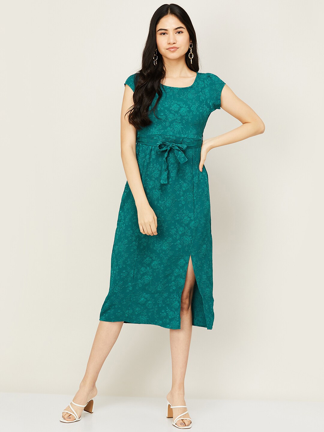 Buy Code By Lifestyle Teal Green A Line Midi Dress Dresses For Women