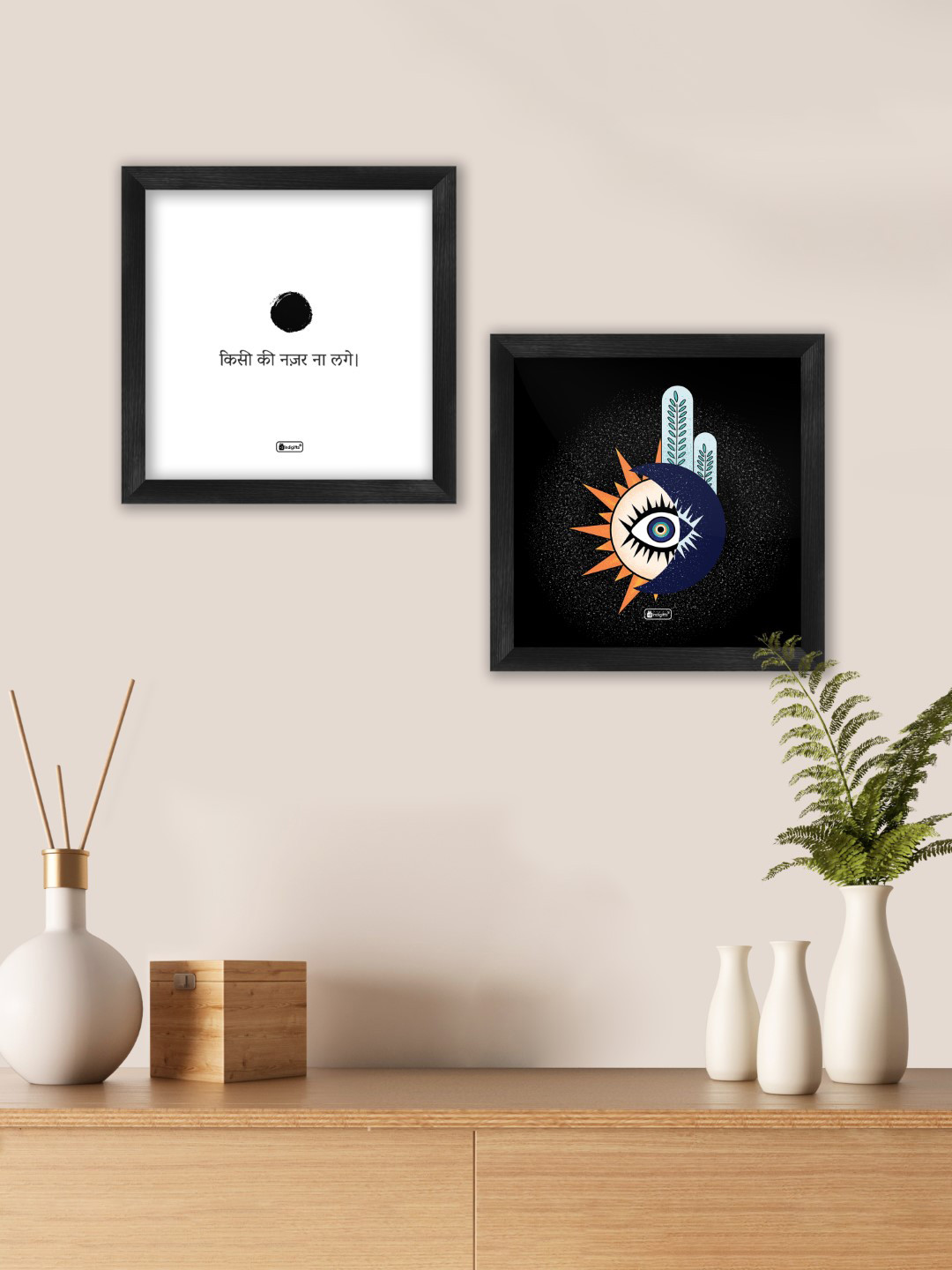 Buy Indigifts Set Of 2 Nazarbattu And Evil Eye Print Poster Frames ...