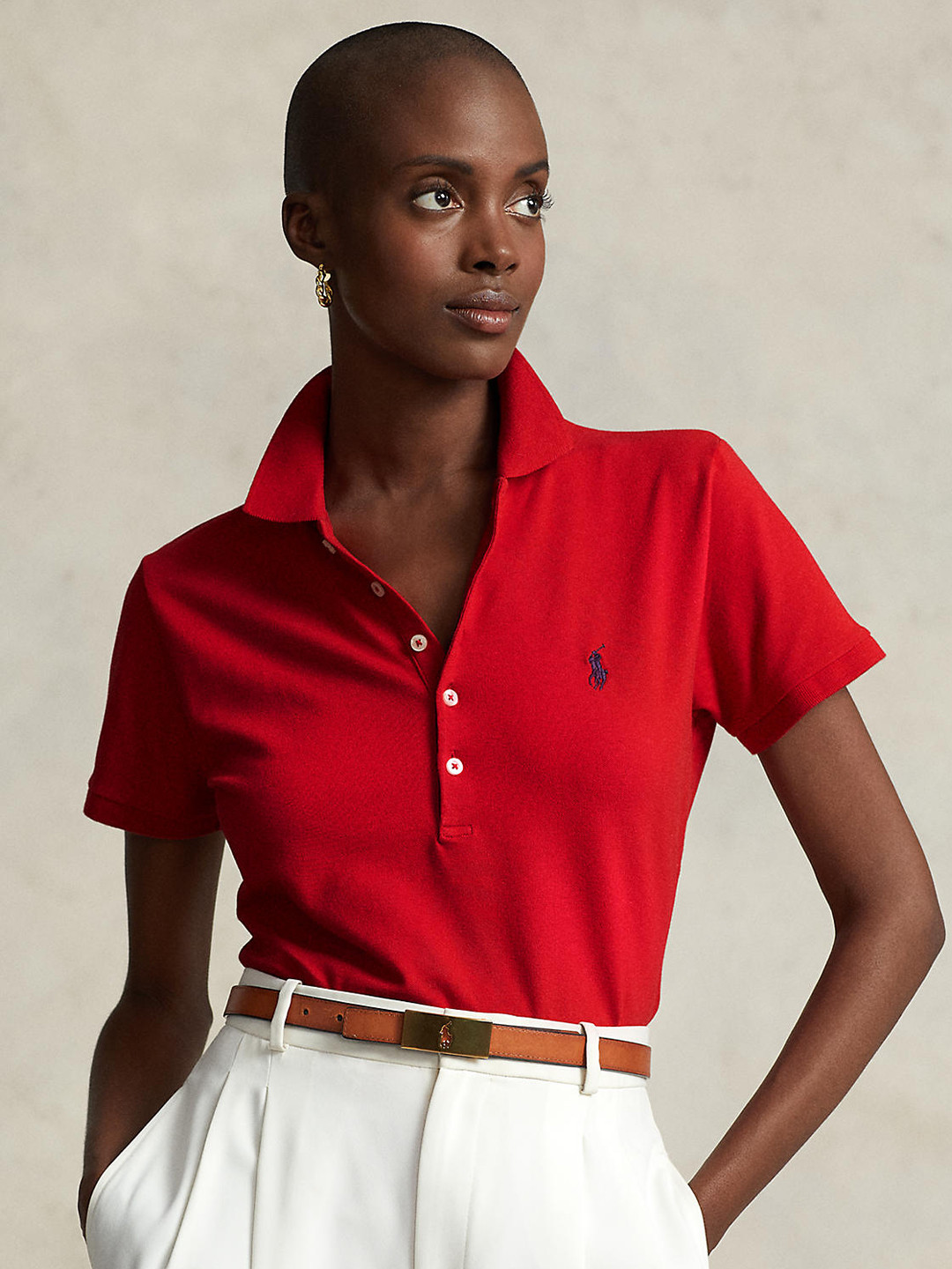 Buy Polo Ralph Lauren Women Red Polo Collar Slim Fit T Shirt - Tshirts ...