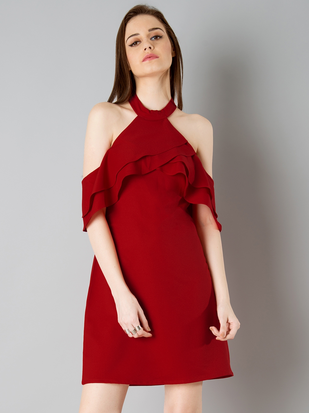 Buy Faballey Women Red Solid A Line Dress Dresses For Women 1985261