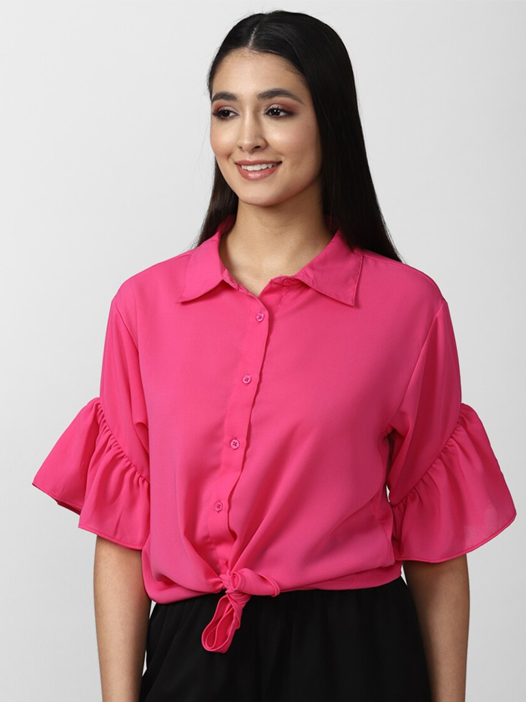 Buy Forever 21 Pink Shirt Style Crop Top Tops For Women 19855372 Myntra
