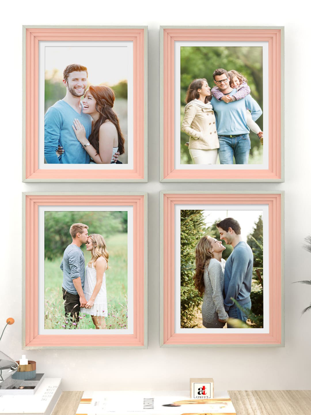 Buy Art Street Set Of 4 Pink Solid Wooden Photo Frames - Photo Frames ...