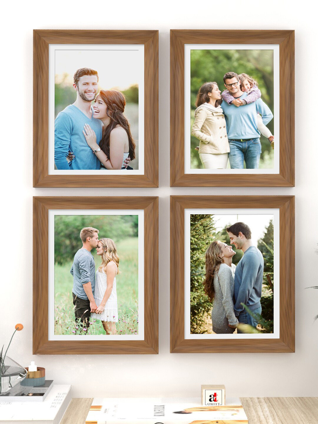 Buy Art Street Set Of 4 Brown Solid Wooden Photo Frames - Photo Frames ...