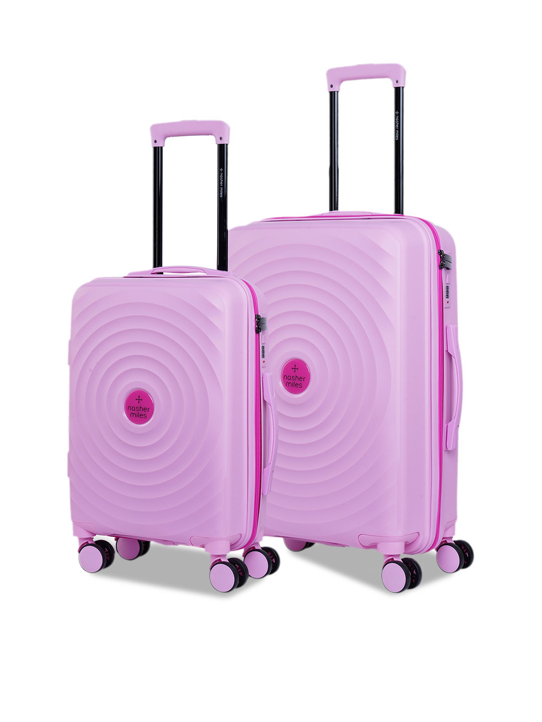 Buy Nasher Miles Set Of 2 Pink Textured Hard Sided Trolley Bags ...