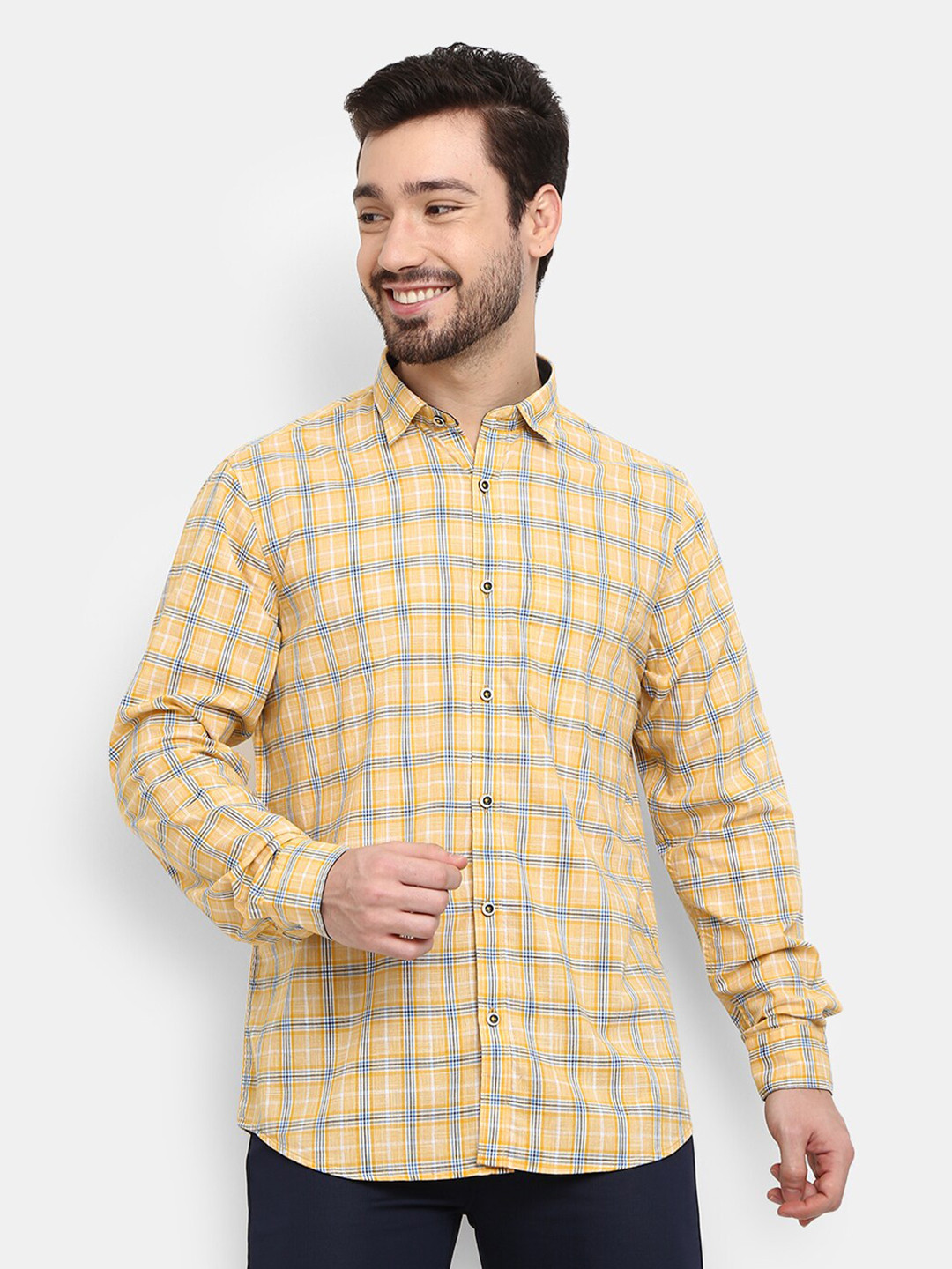 Buy V Mart Men Yellow Checked Casual Shirt - Shirts for Men 19859514 ...