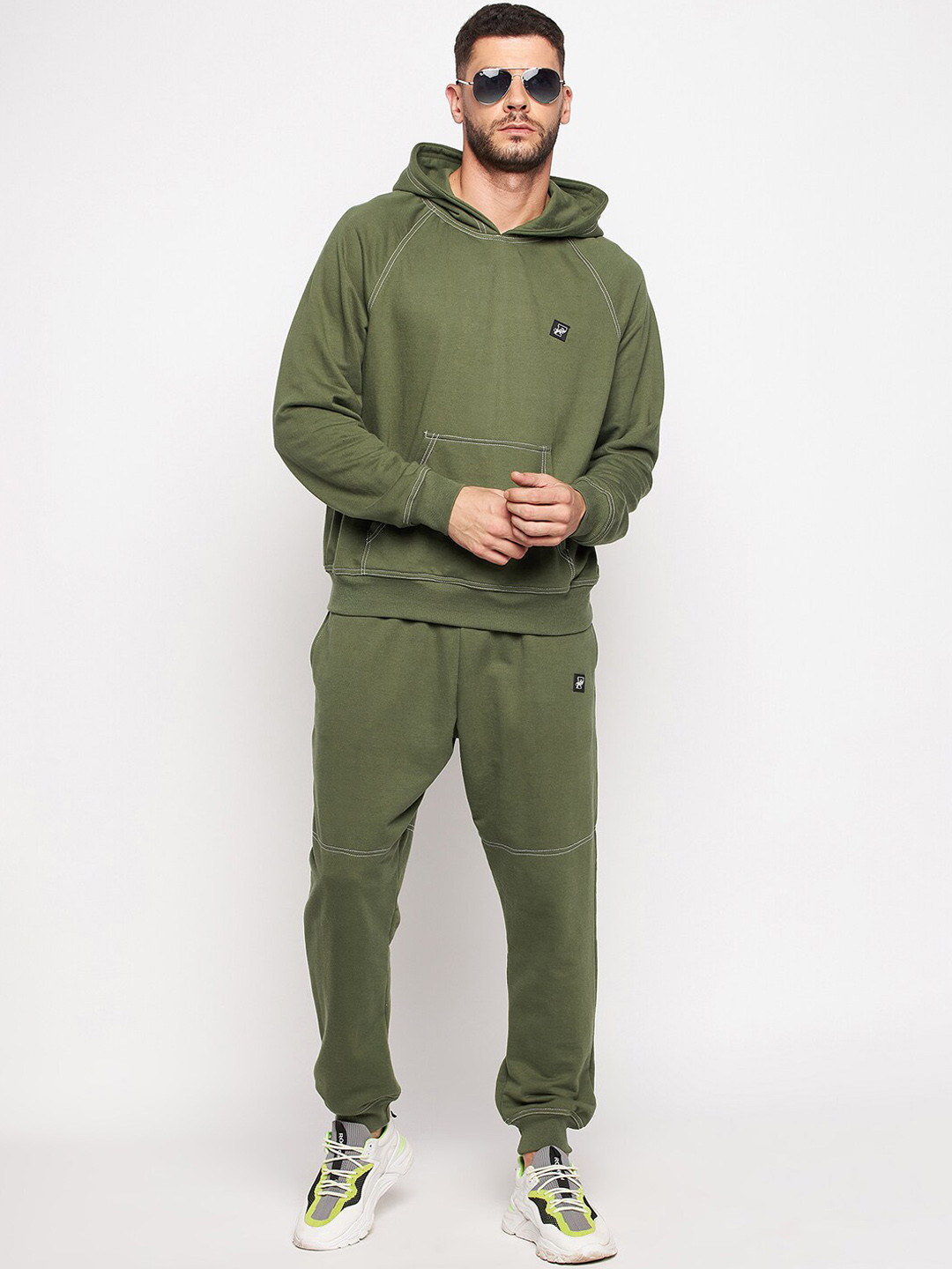 Buy FUGAZEE Men Olive Green Solid Cotton Tracksuits - Tracksuits for ...