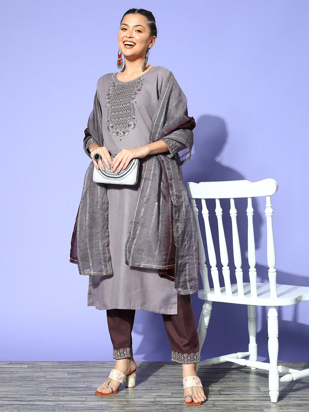 Buy SheWill Women Floral Cotton Blend Hyper Texture Kurta Set - Kurta ...