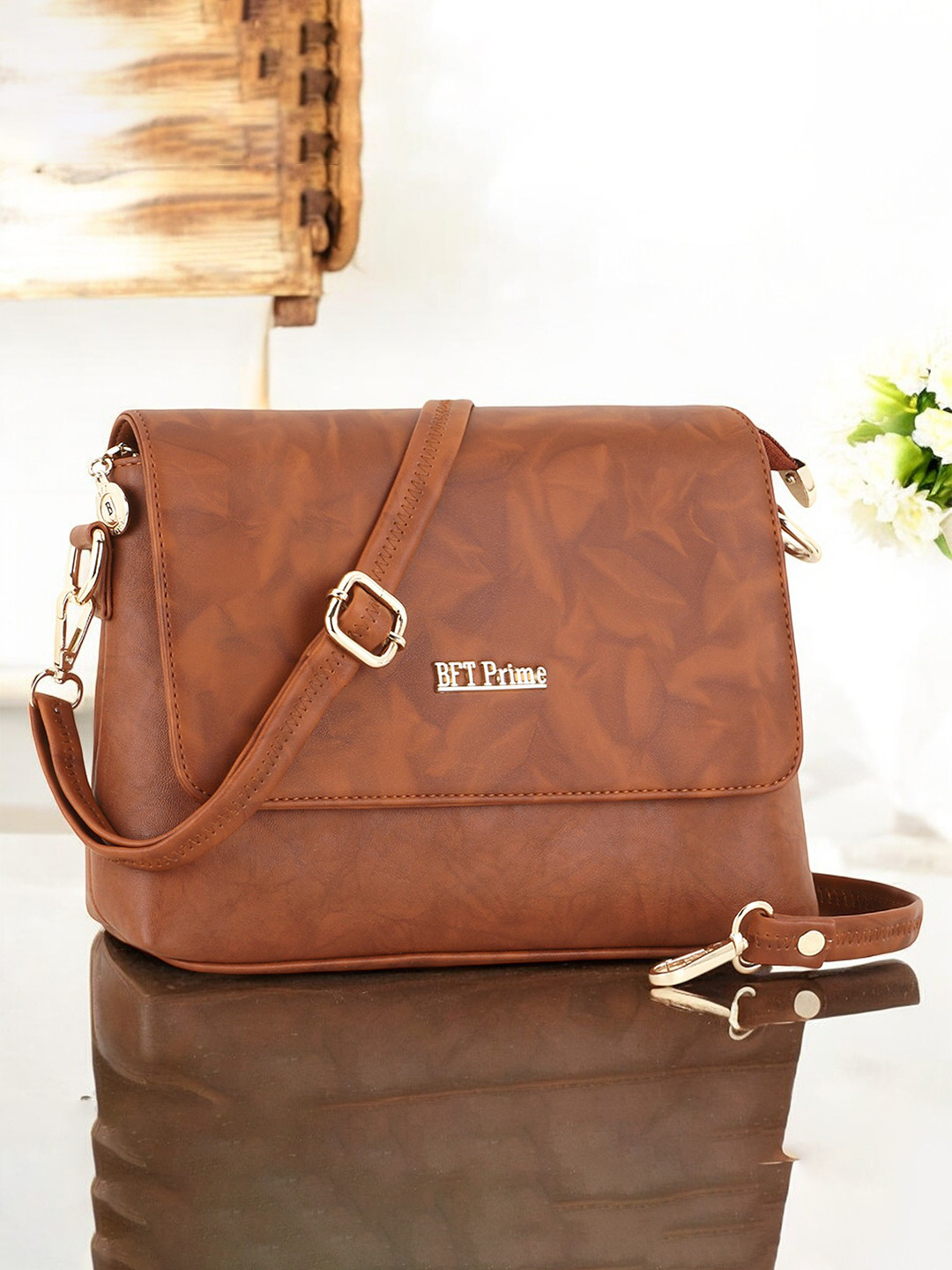 Buy WOMEN MARKS Tan PU Structured Sling Bag - Handbags for Women ...