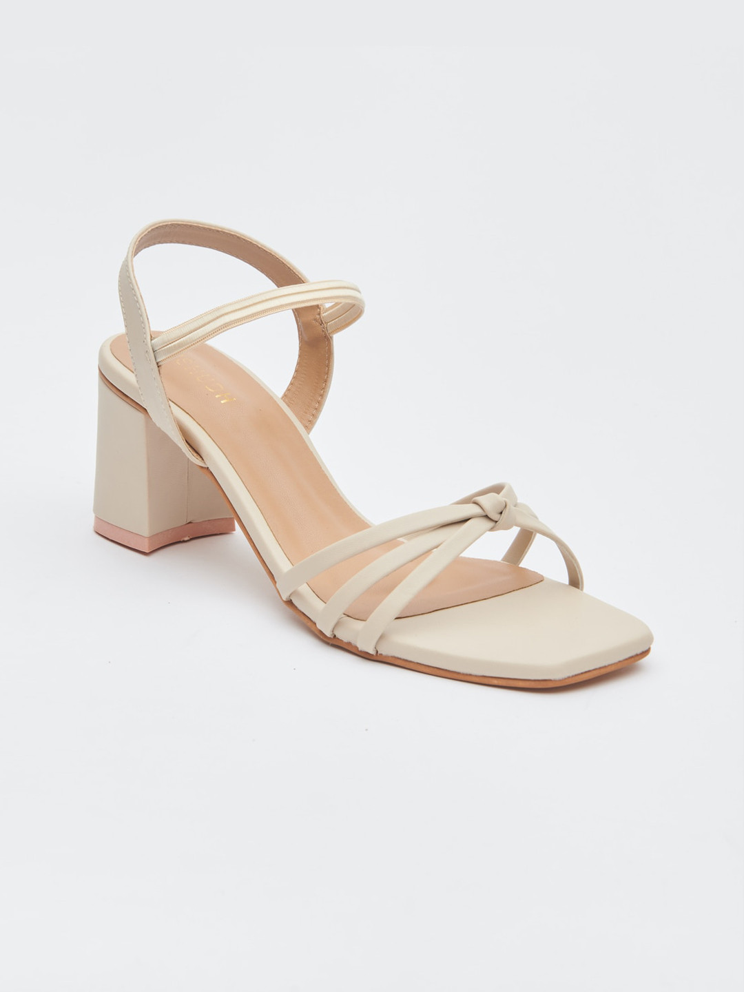 Buy Vishudh Women Cream Block Heels Sandals - Heels for Women 19863776 ...