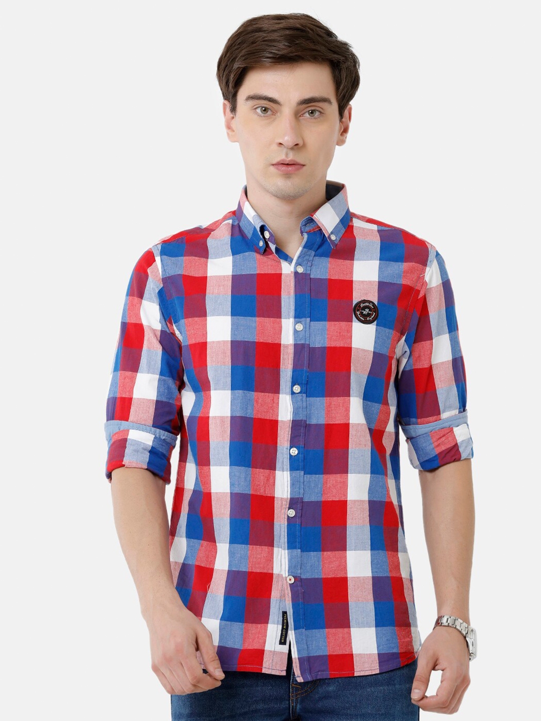 Buy Double Two Men Red Slim Fit Buffalo Checks Casual Shirt Shirts