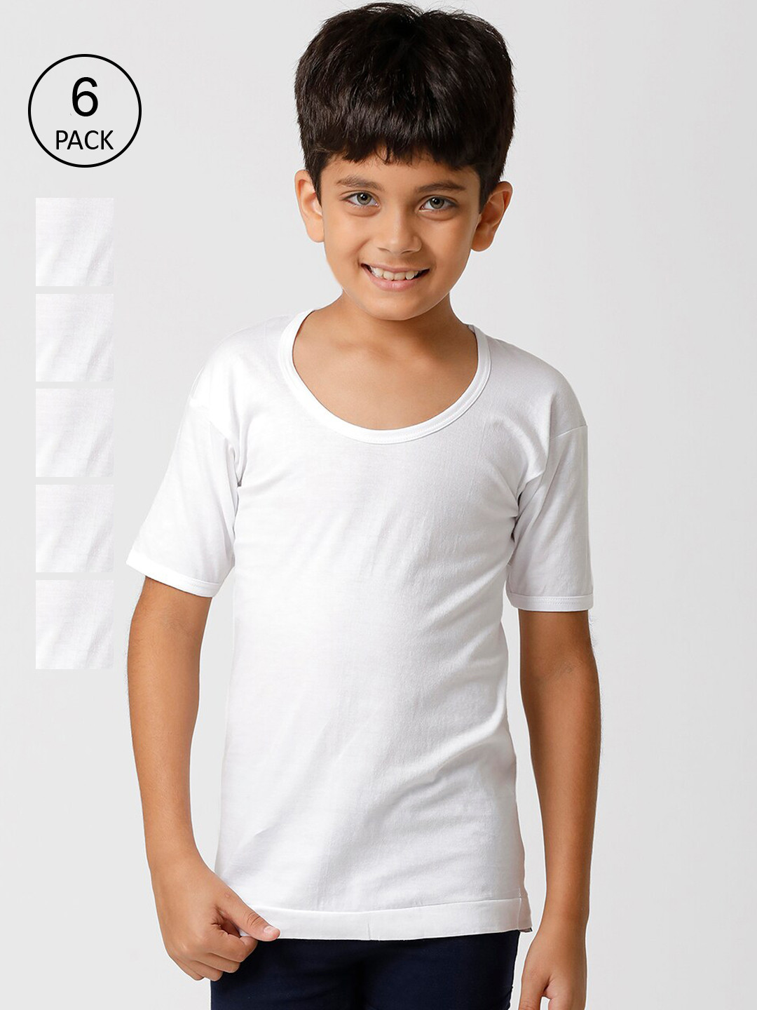 Buy Ramraj Boys Pack Of 6 White Solid Innerwear Vests - Innerwear Vests ...
