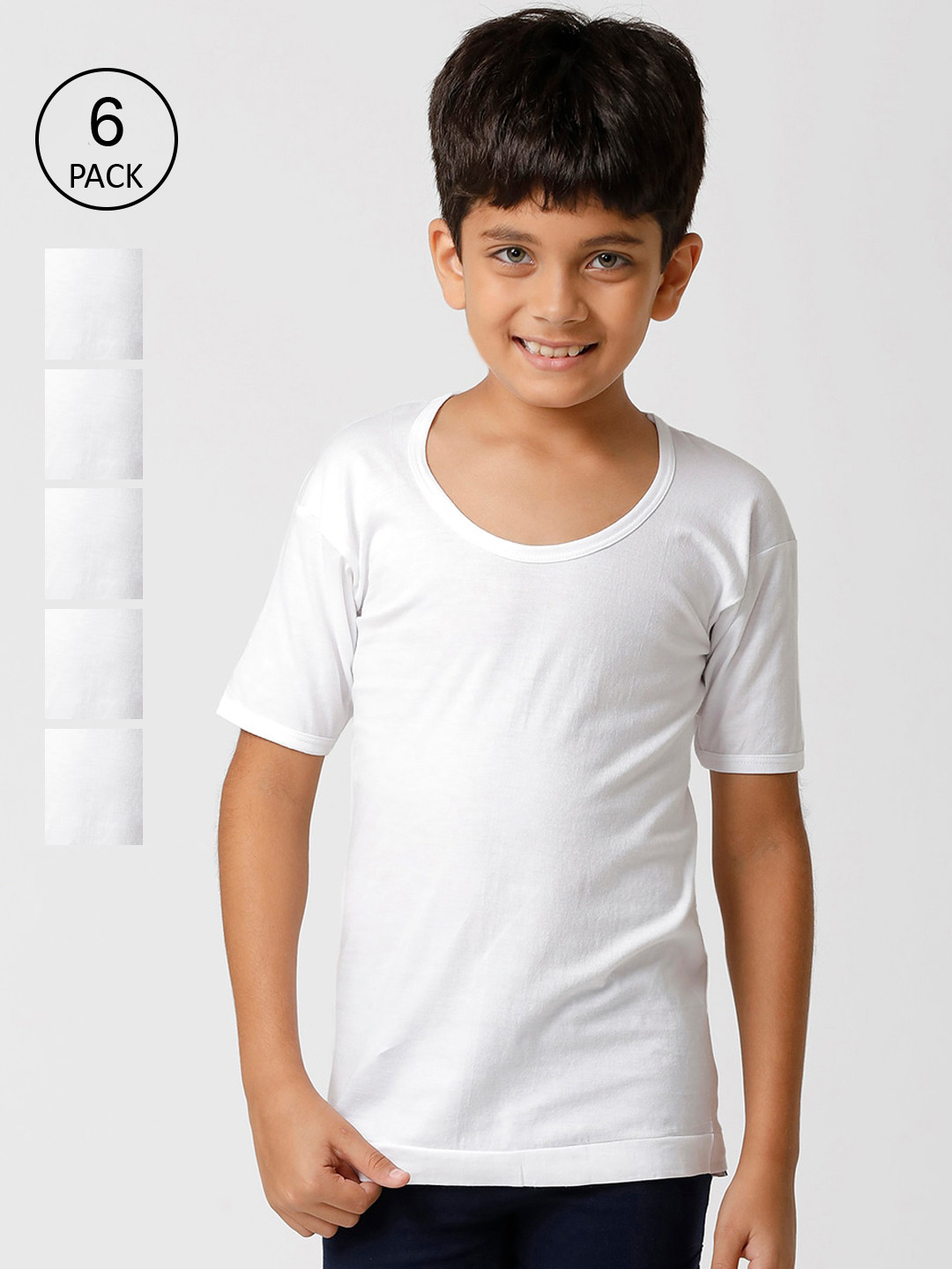Buy Ramraj Boys Pack Of 6 Solid Pure Cotton Basic Inner Wear Vests ...
