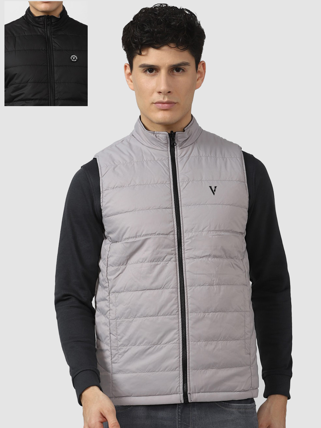 Buy Van Heusen Sport Men Black Reversible Padded Jacket - Jackets for ...