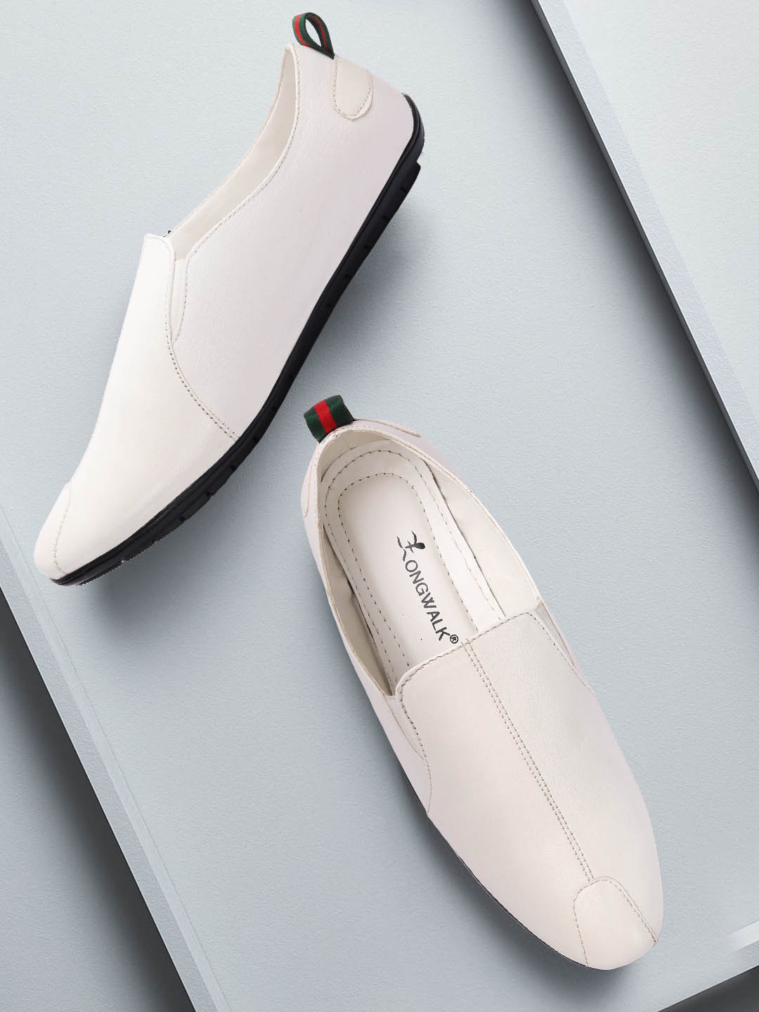 Buy Longwalk Men White Textured Slip On Shoes - Casual Shoes for Men ...