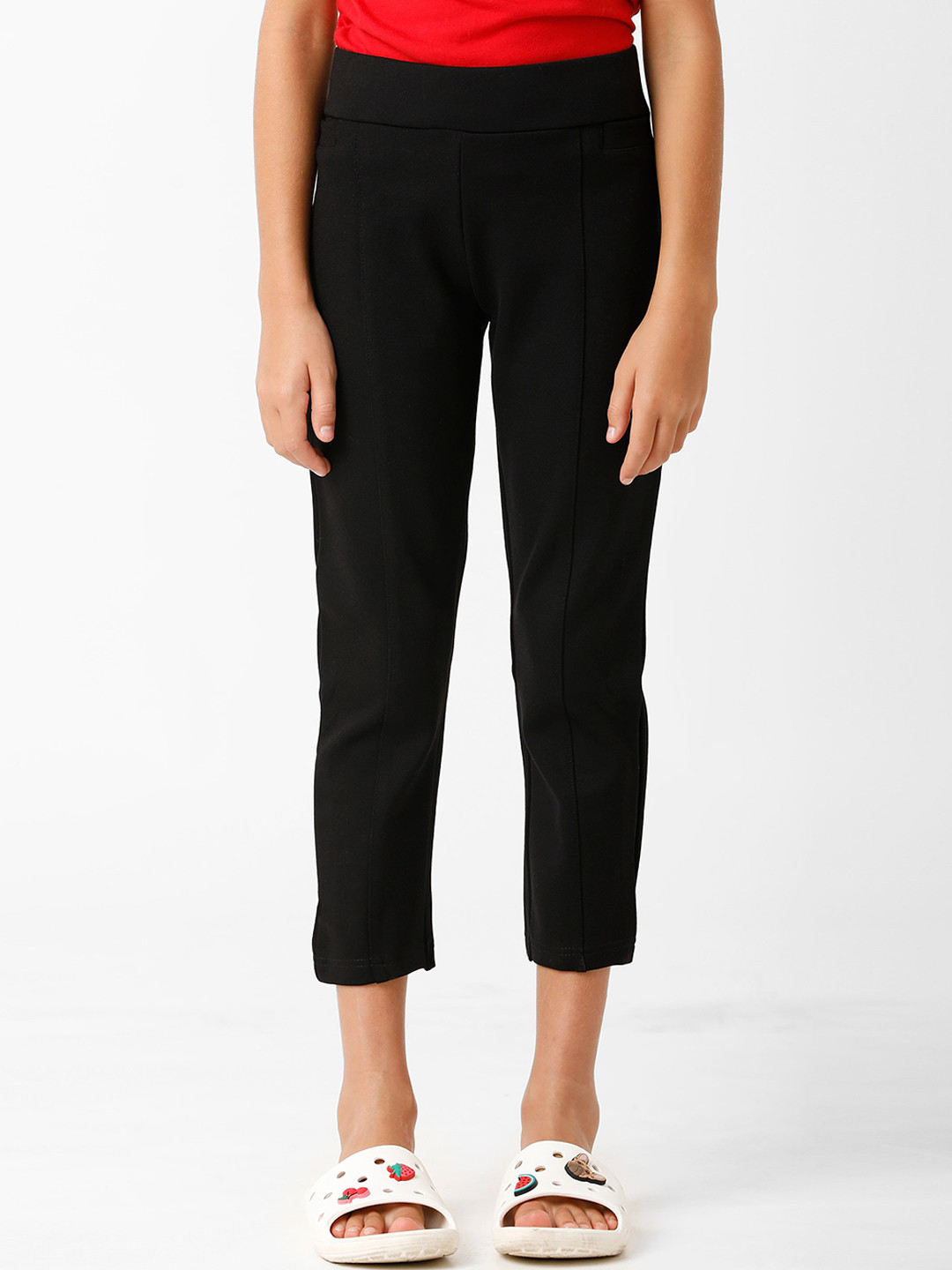 Buy KATE & OSCAR Girls Black Solid Trousers - Trousers for Girls ...