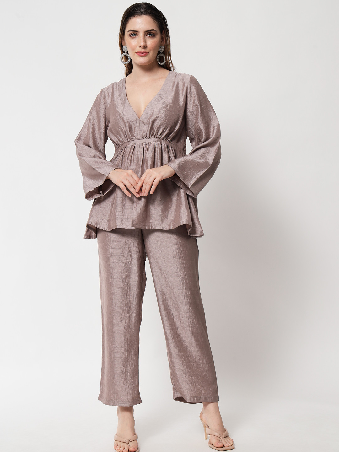 Buy TrueBrowns Women Grey Textured Silk Co Ord Set - Co Ords for Women ...