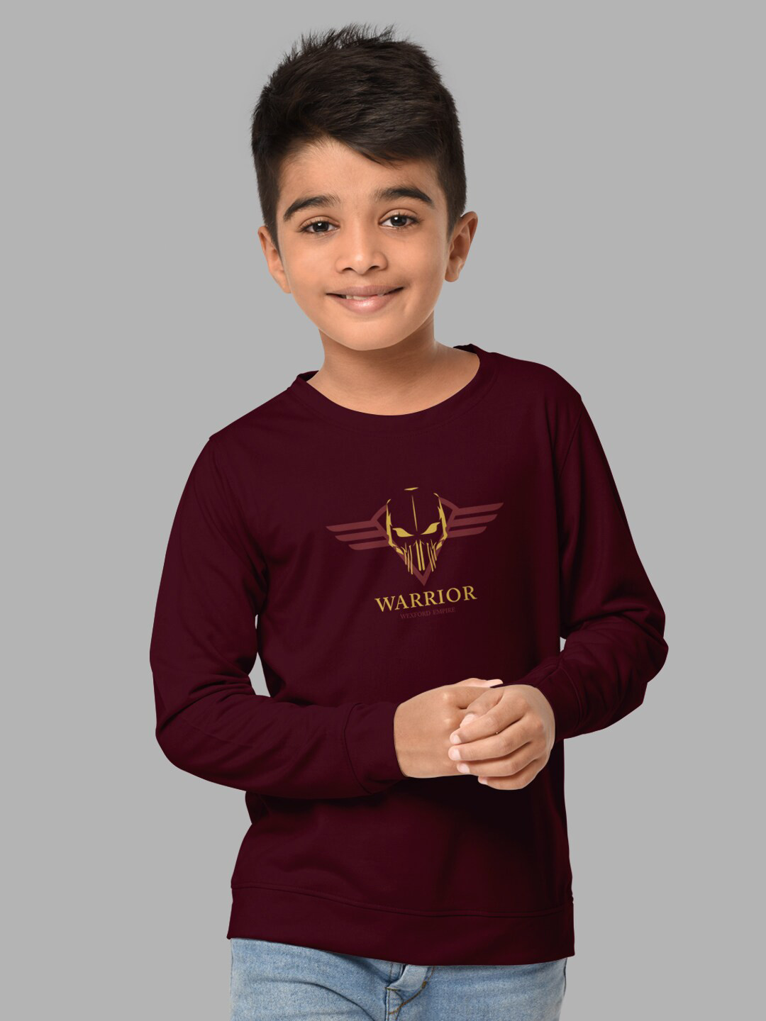 Buy HELLCAT Boys Burgundy Regular Fit Blended Cotton Printed Long ...