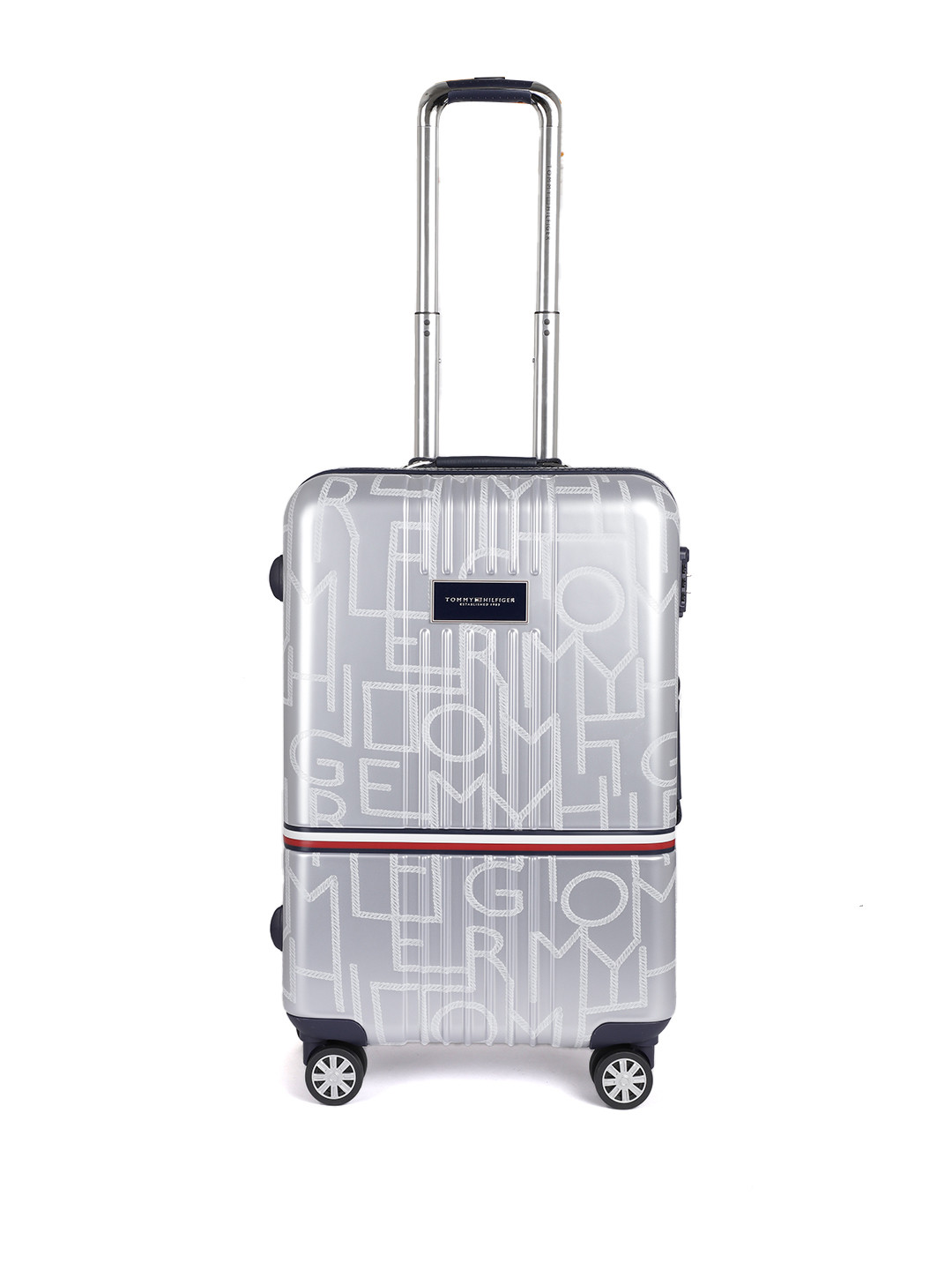 Buy Tommy Hilfiger Unisex Silver Toned Textured Trolley Bag 84L ...