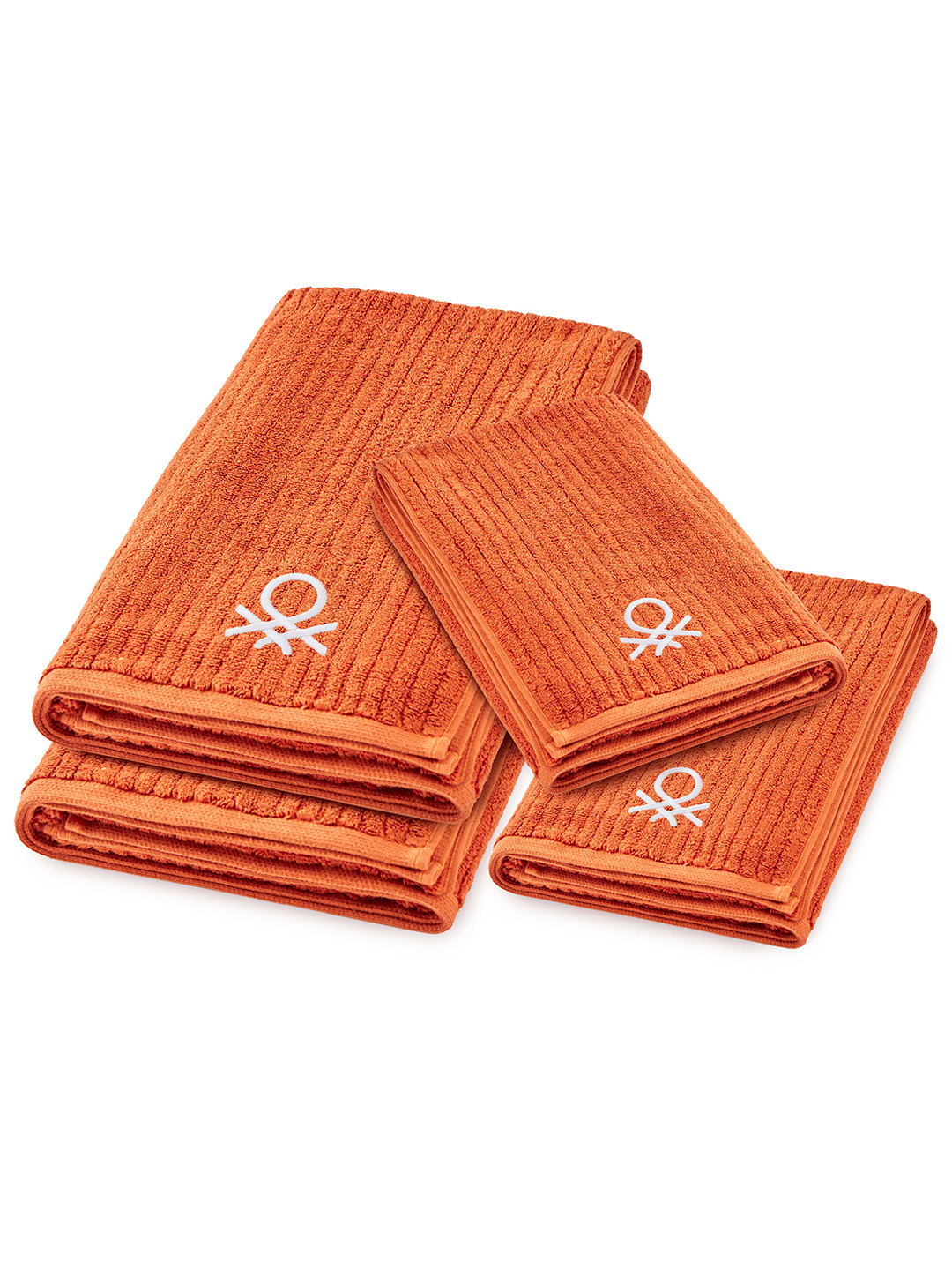 Buy United Colors Of Benetton Unisex Set Of 4 Rust Solid 450 GSM Pure ...