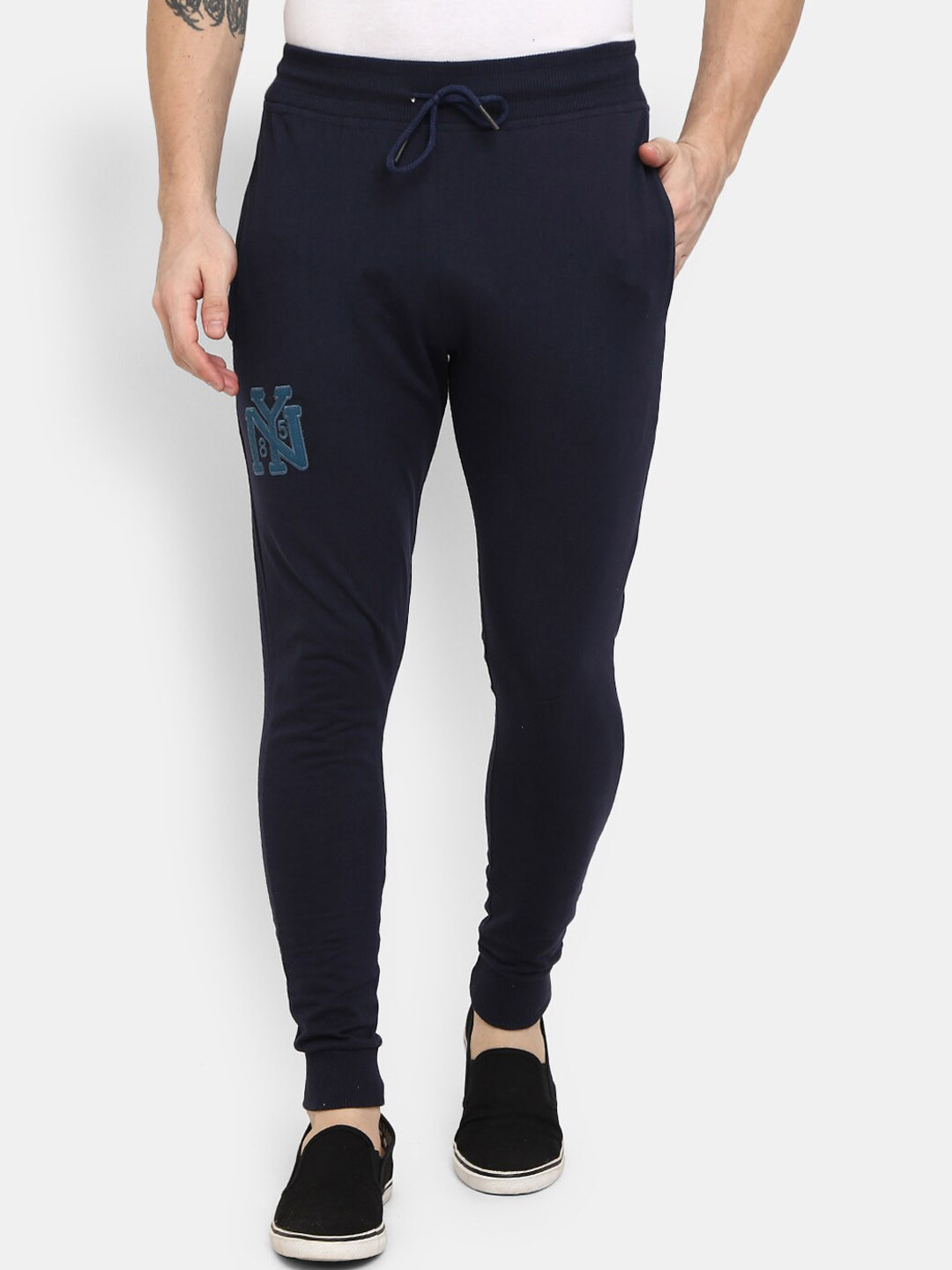 Buy V Mart Men Navy Blue Regular Fit Solid Joggers - Track Pants for ...