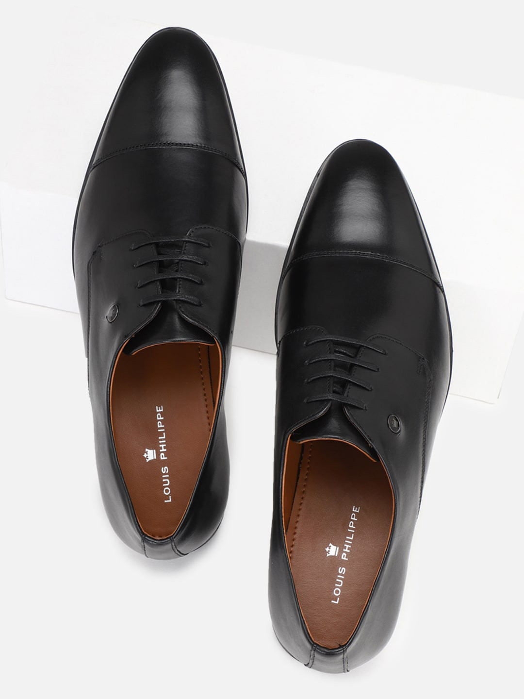 Buy Louis Philippe Men Black Solid Formal Derbys - Formal Shoes for Men ...