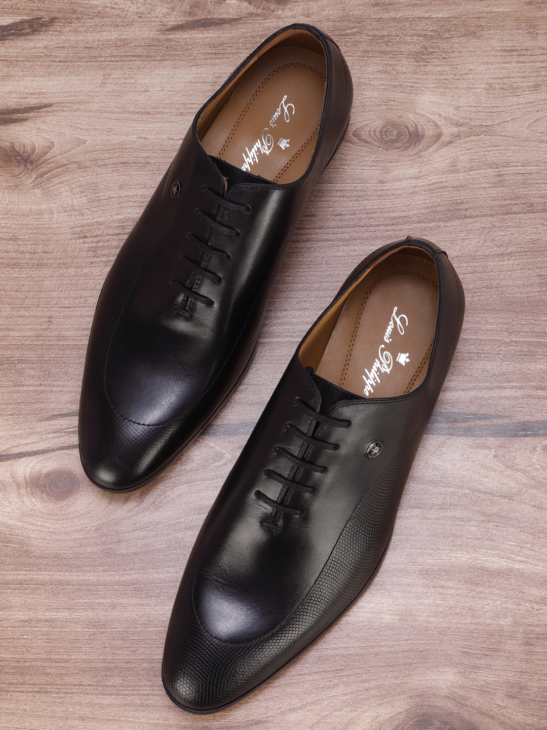 Buy Louis Philippe Men Black Solid Leather Formal Derbys - Formal Shoes ...