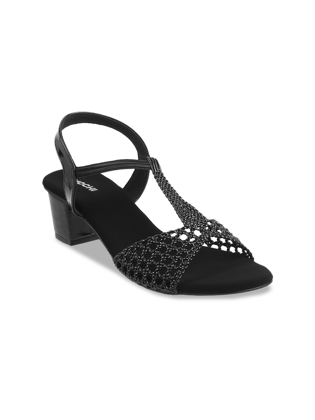 Buy Mochi Women Black Embellished Open Toe Block Heels - Heels for ...