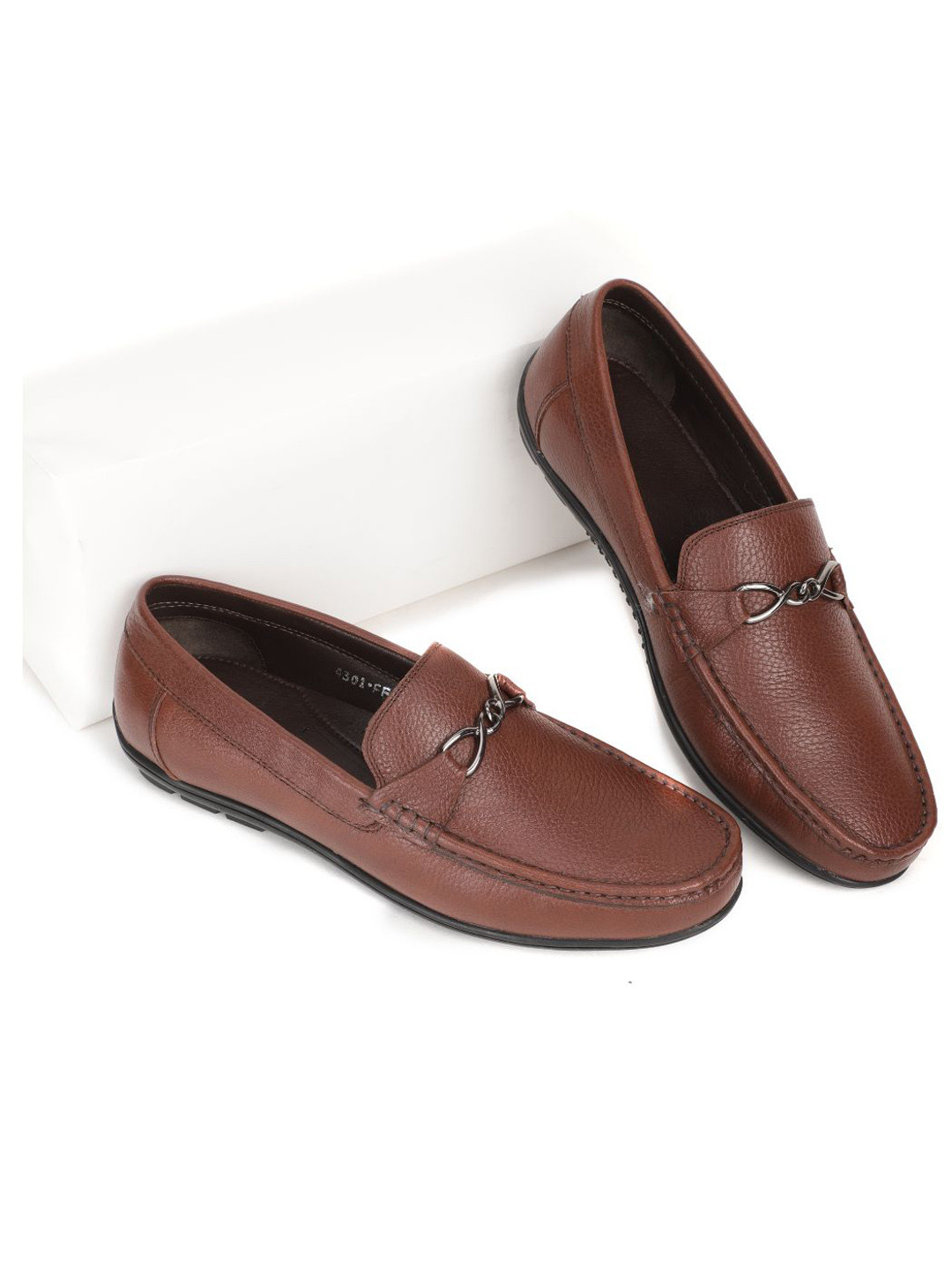 Buy One8 Men Tan Brown Solid Leather Slip On - Formal Shoes for Men ...