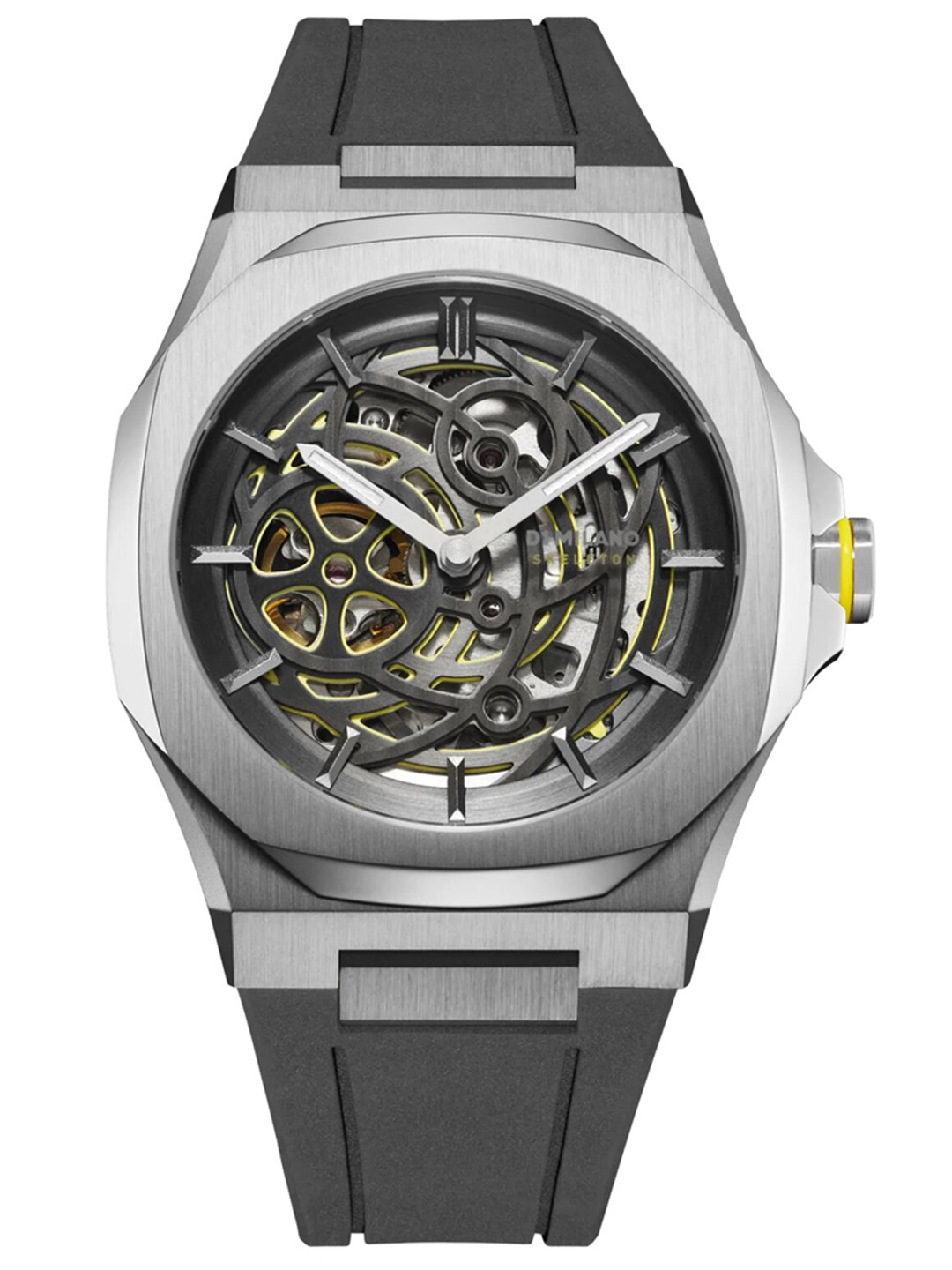 Buy D1 Milano Men Formal Remix Skeleton Mask Dial Grey Rubber Strap ...