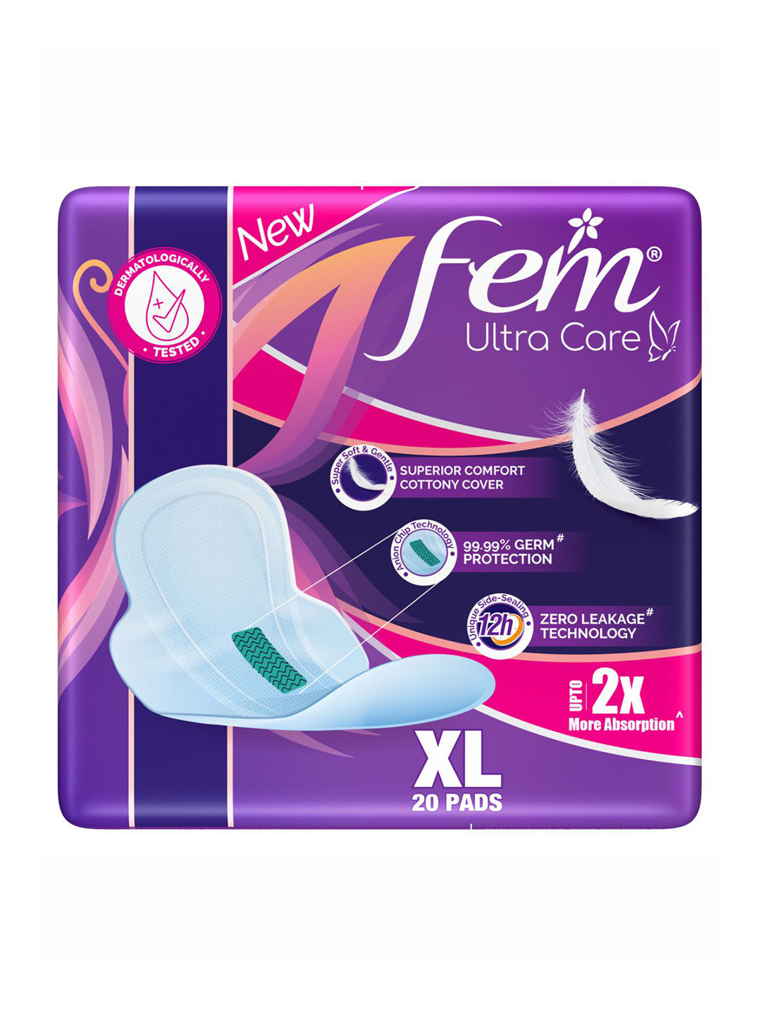 Buy Fem Ultra Care XL Sanitary Napkins With Zero Leak Technology 20 ...