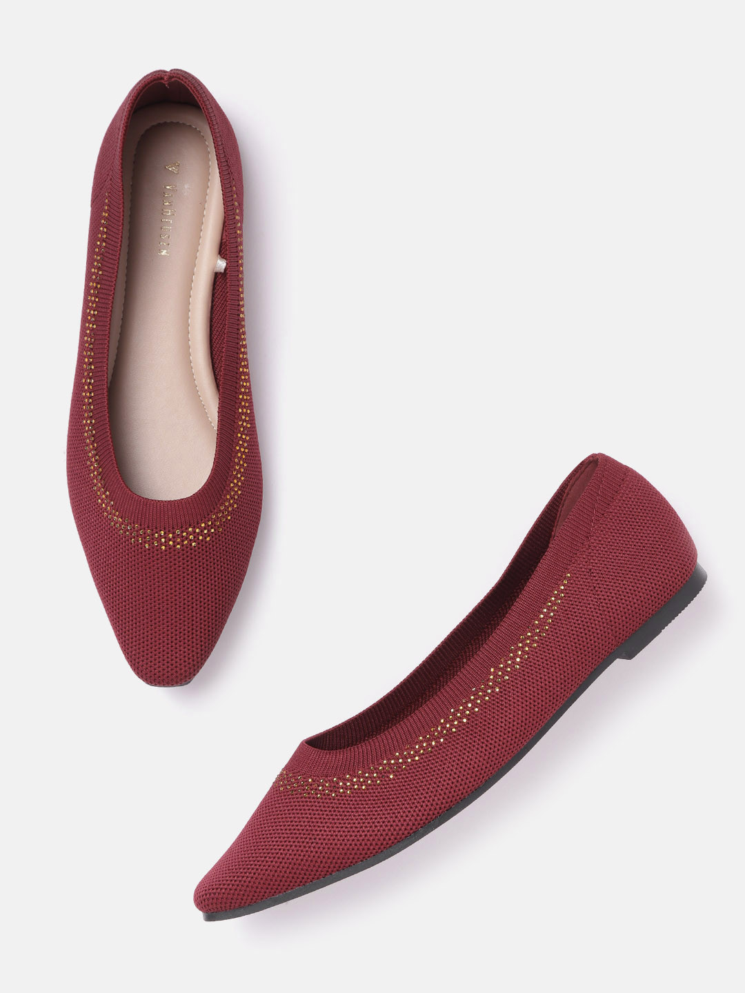 Buy Van Heusen Woman Maroon Solid Ballerinas - Flats for Women 19890498 ...