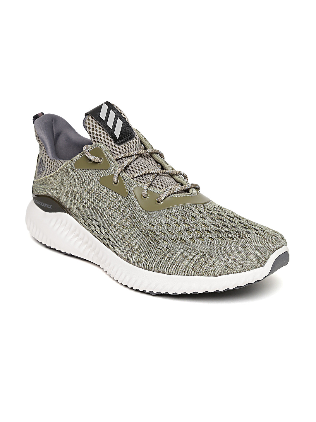 Buy ADIDAS Men Olive Green Alphabounce Engineered Mesh Running Shoes ...