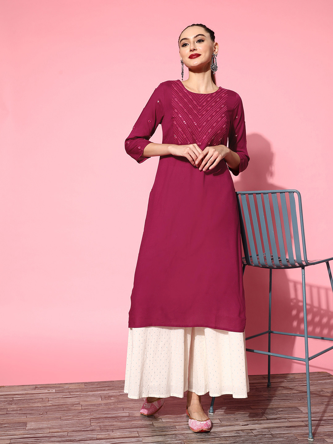 Buy HERE&NOW Women Gorgeous Purple Hyper Texture Kurta - Kurtas for ...