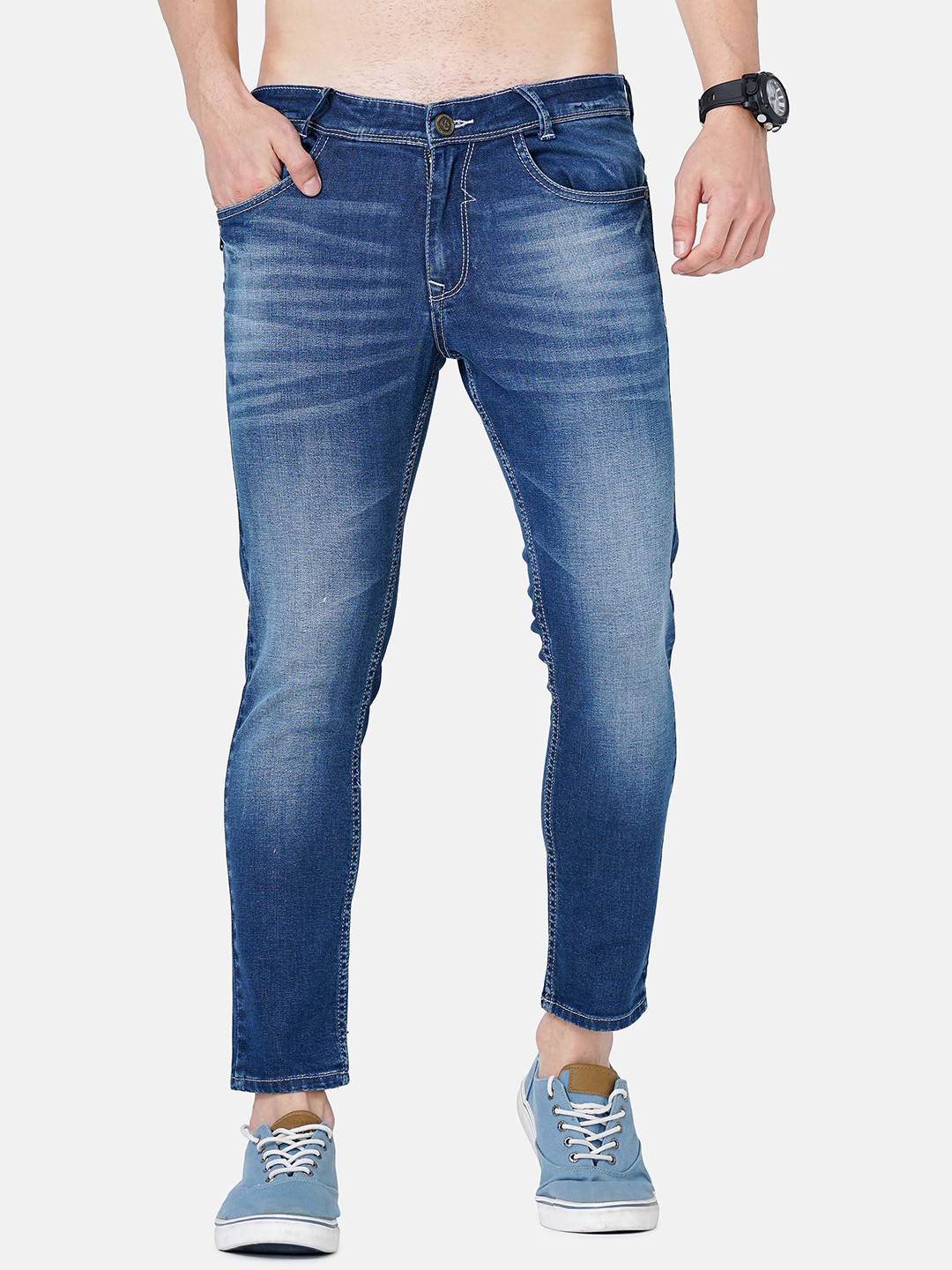 Buy Jean Cafe Men Blue Jean Skinny Fit Heavy Fade Strechable Jeans ...