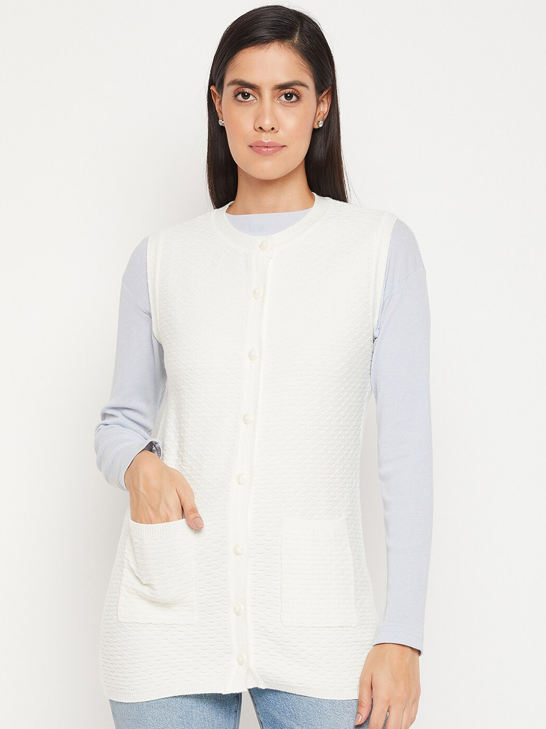 Buy Madame Women Off White Wool Cardigan Sweater - Sweaters for Women ...