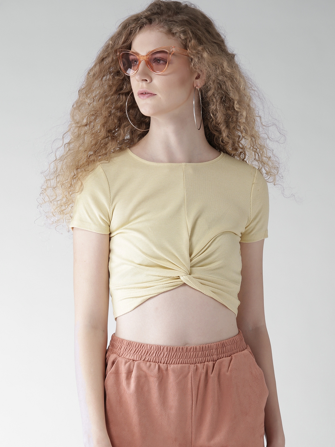 Buy Forever 21 Women Yellow Solid Fitted Crop Top Tops For Women 1990398 Myntra