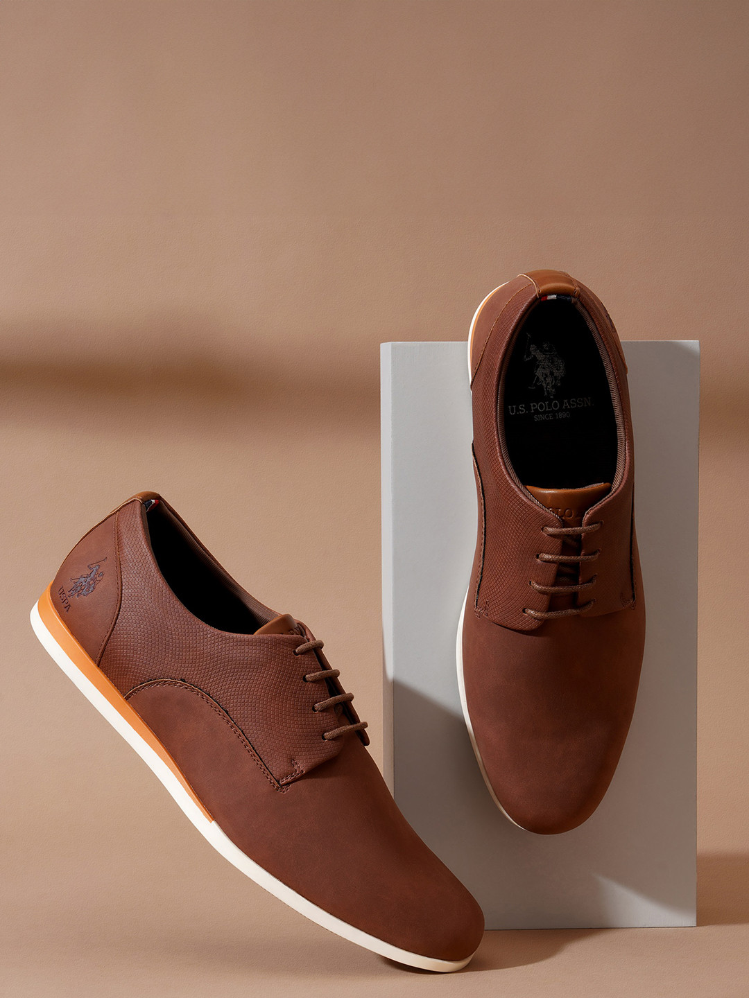 Buy U.S. Polo Assn. Brown CLEST PU Smart Casual Derbys - Casual Shoes ...