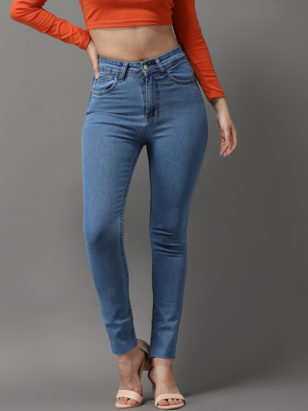 Buy SHOWOFF Women Blue Jean Skinny Fit High Rise Stretchable Jeans ...