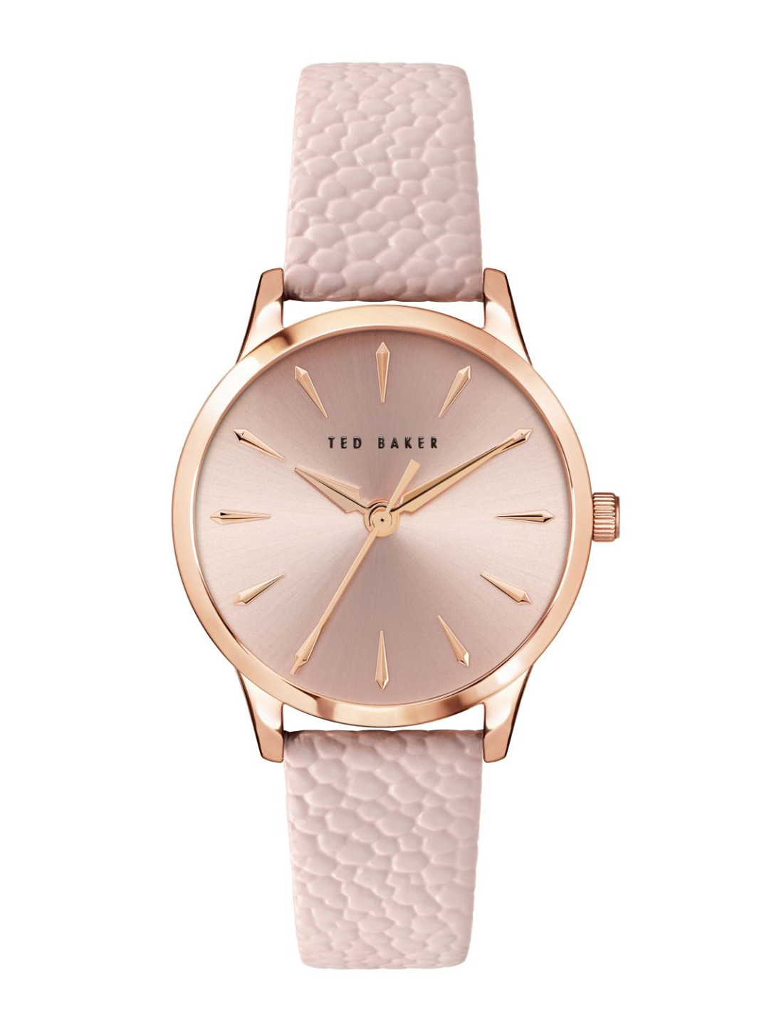 Buy Ted Baker Women Pink Brass Embellished Dial & Pink Leather Straps ...